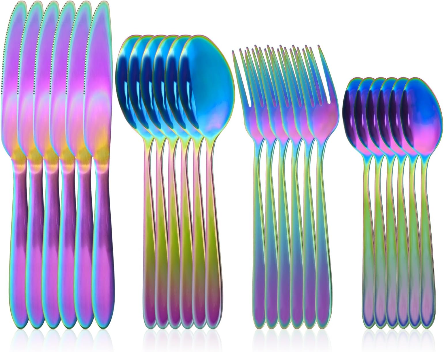 Amazon.com | RETON 24 Piece Rainbow Silverware Set, Stainless Steel ...