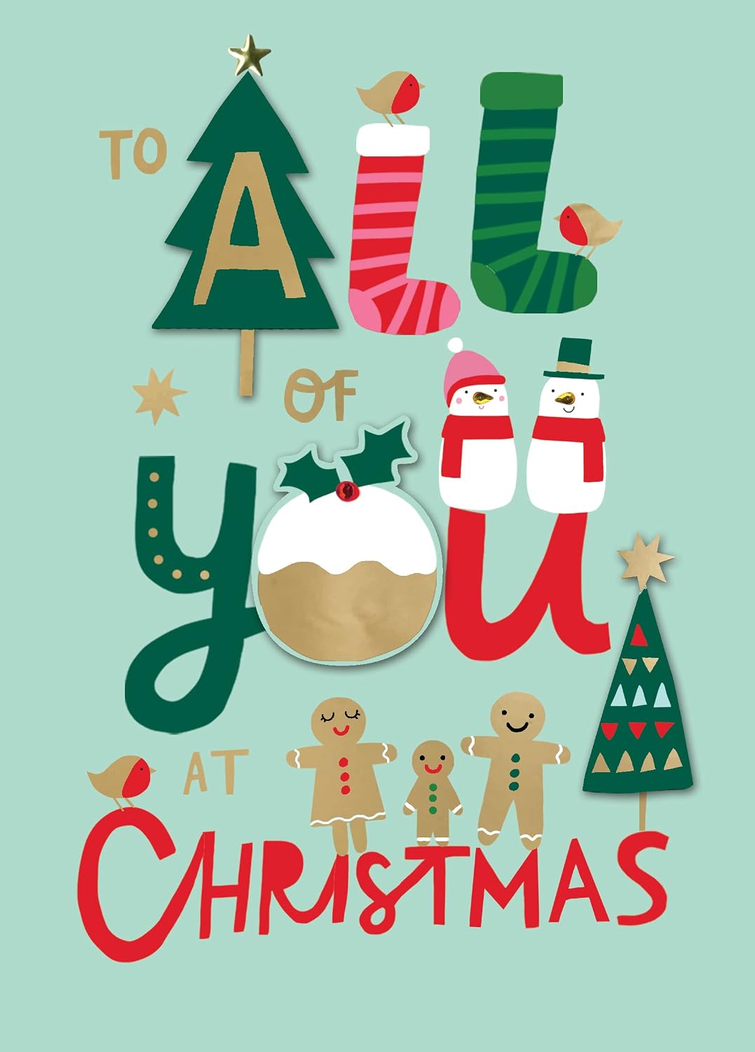 To All Of You At Christmas Fun Hand-Finished Christmas Card Family Xmas ...