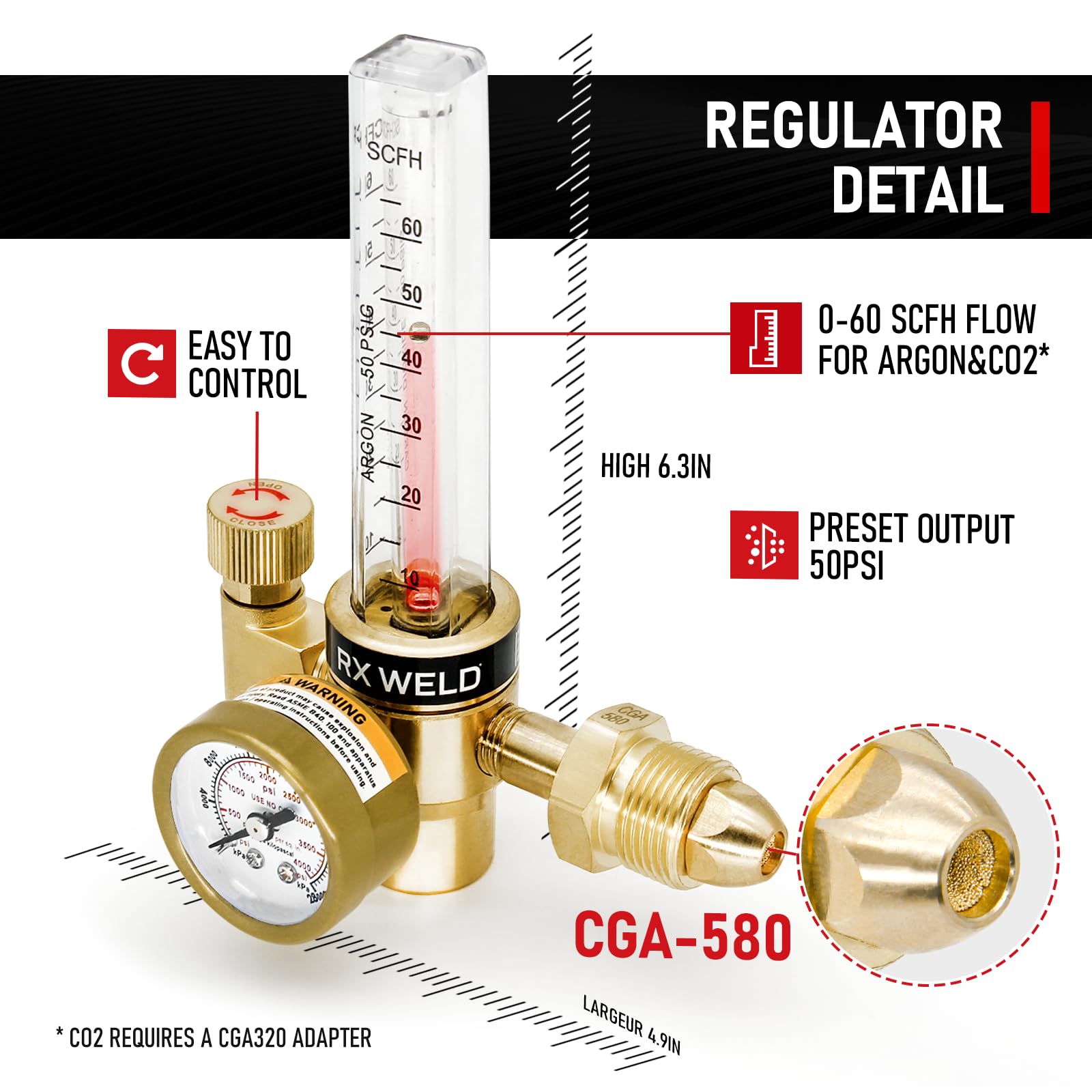 Snapklik.com : RX WELD Argon/CO2 Regulator