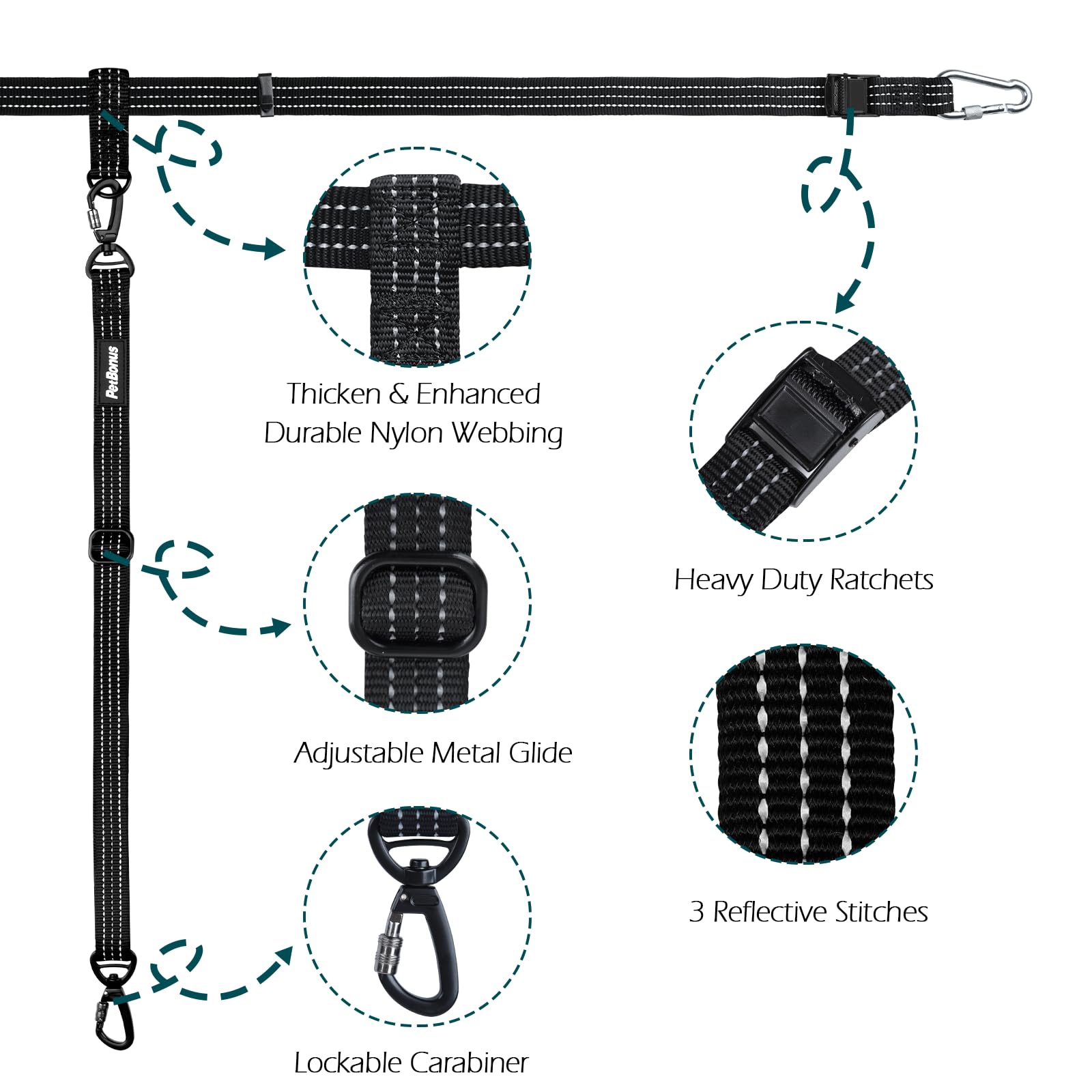 Snapklik.com : PetBonus Truck Bed Dog Leash, Dog Truck Tether Tie Down ...