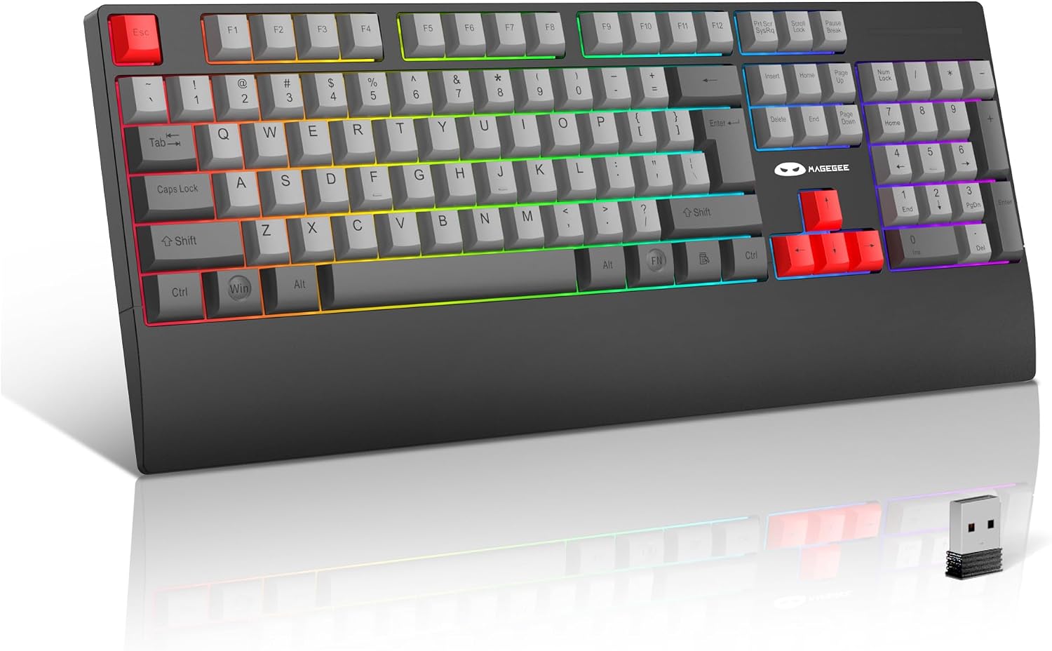 Amazon.com: MageGee Wireless Gaming Keyboard, RGB LED Backlit ...
