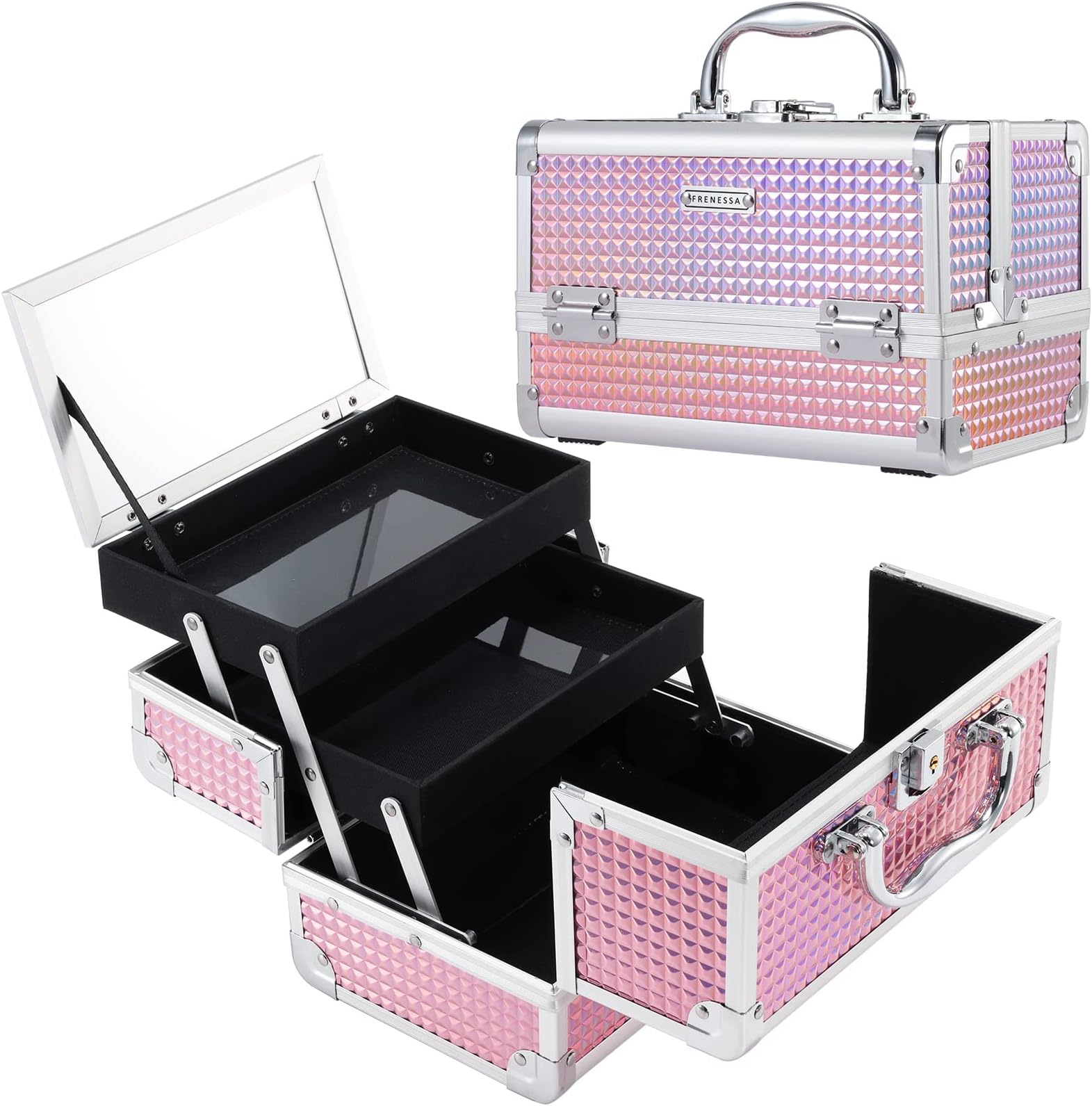 Amazon.com : Joligrace Makeup Box Cosmetic Train Case Jewelry Organizer ...
