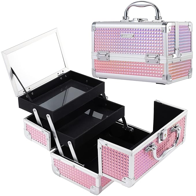 Amazon.com : FRENESSA Makeup Train Case Makeup Box Organizer Portable ...