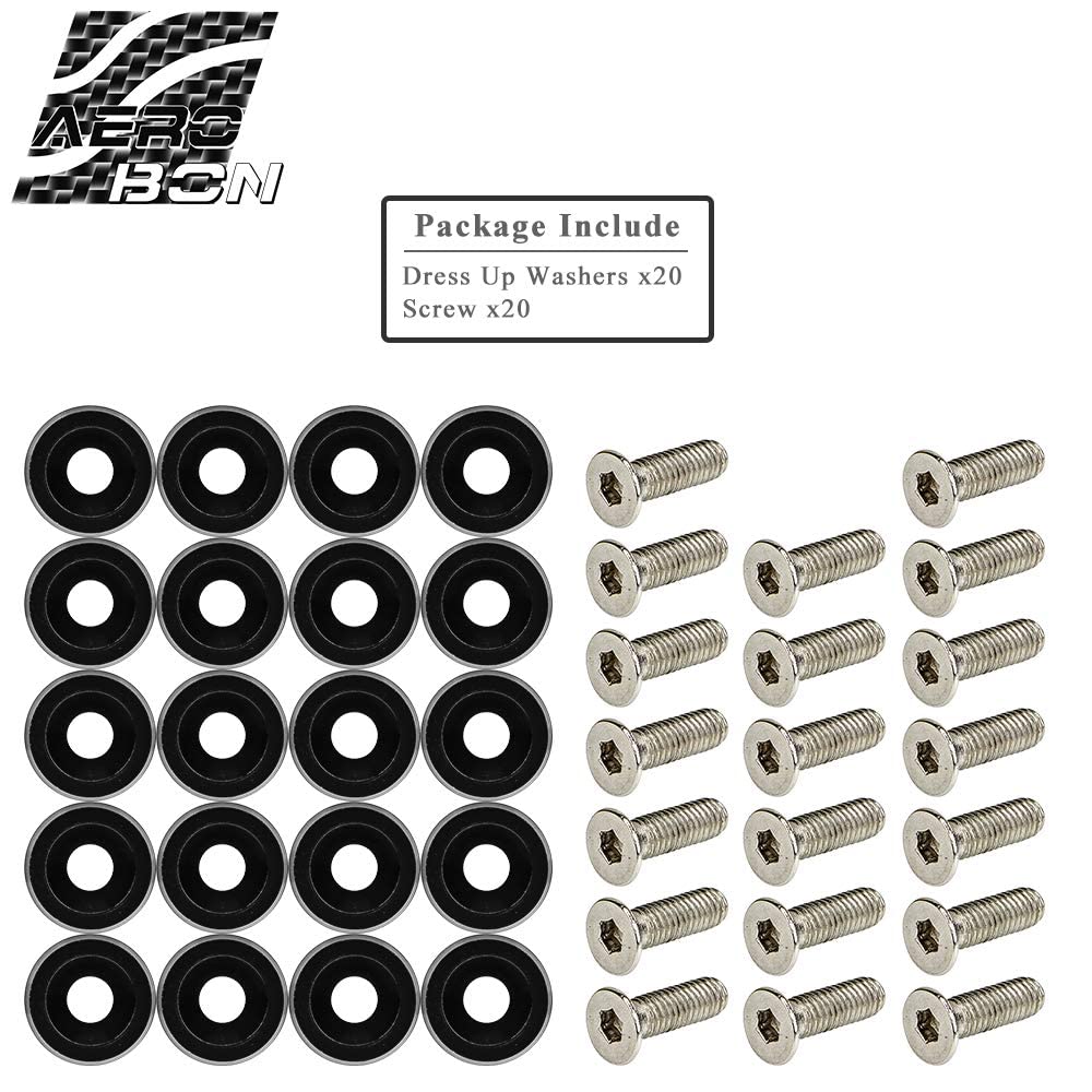 Snapklik.com : 20 Pieces CNC Billet Aluminum Washer Kit For Bumper ...