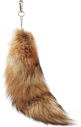 Bonlting Fluffy Fox Tail Fur Keychain Realistic Animal Tail Cosplay Toy ...