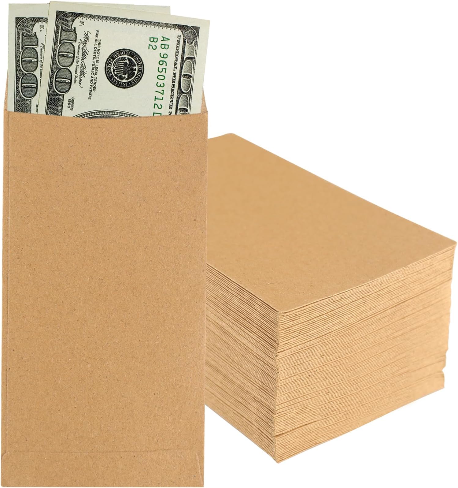 Amazon.com : Juvale 100-Pack Brown #7 Small Money Envelopes for Cash, 3 ...