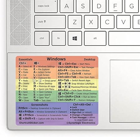 Amazon.com: Synerlogic Windows PC Reference Keyboard Shortcut Sticker ...