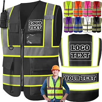 WJunEYao Custom Safety Vest with Logo Personalized Reflective High ...
