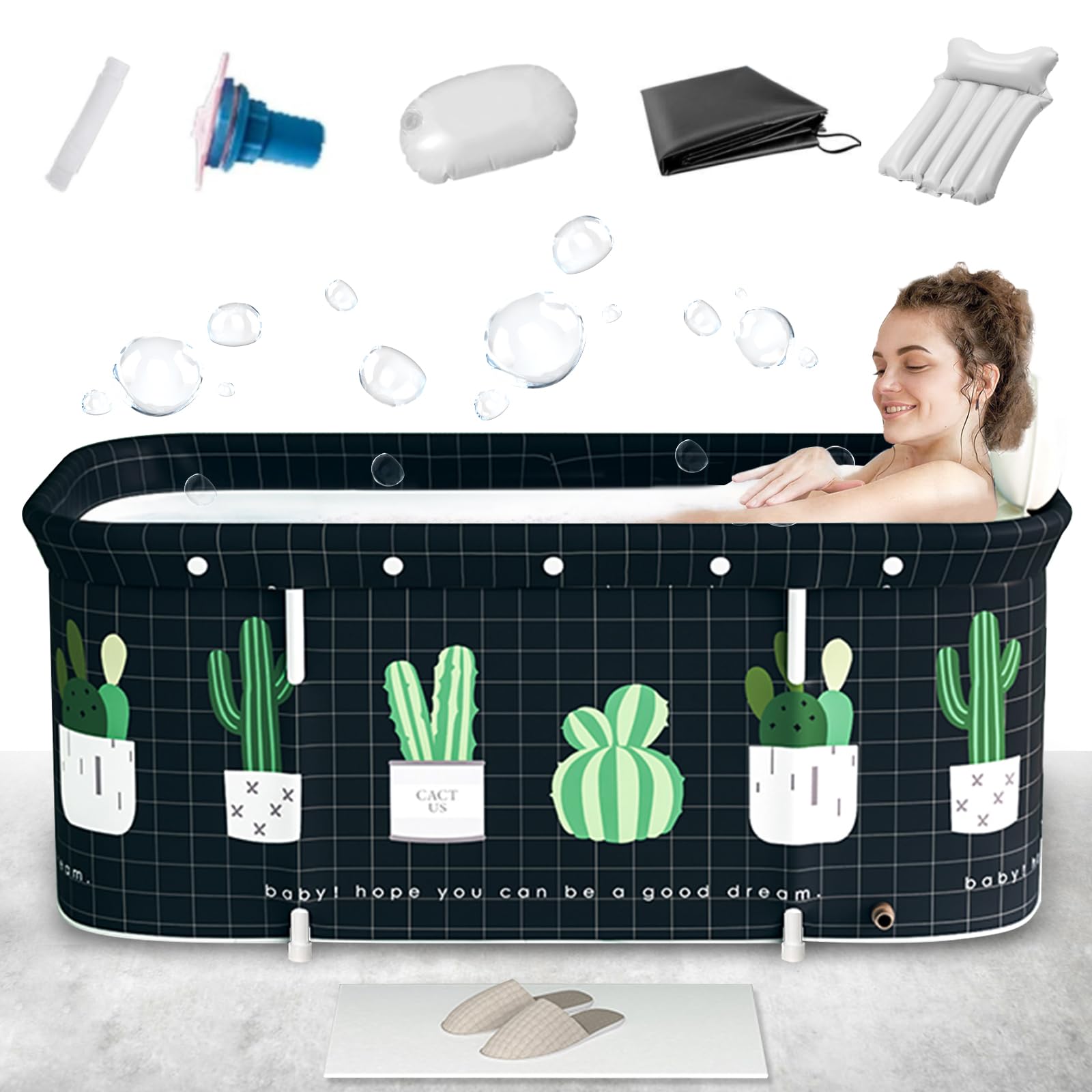 Buy 48 Inch Large Portable Foldable Bathtub,Family Spa Soaking Tub for ...