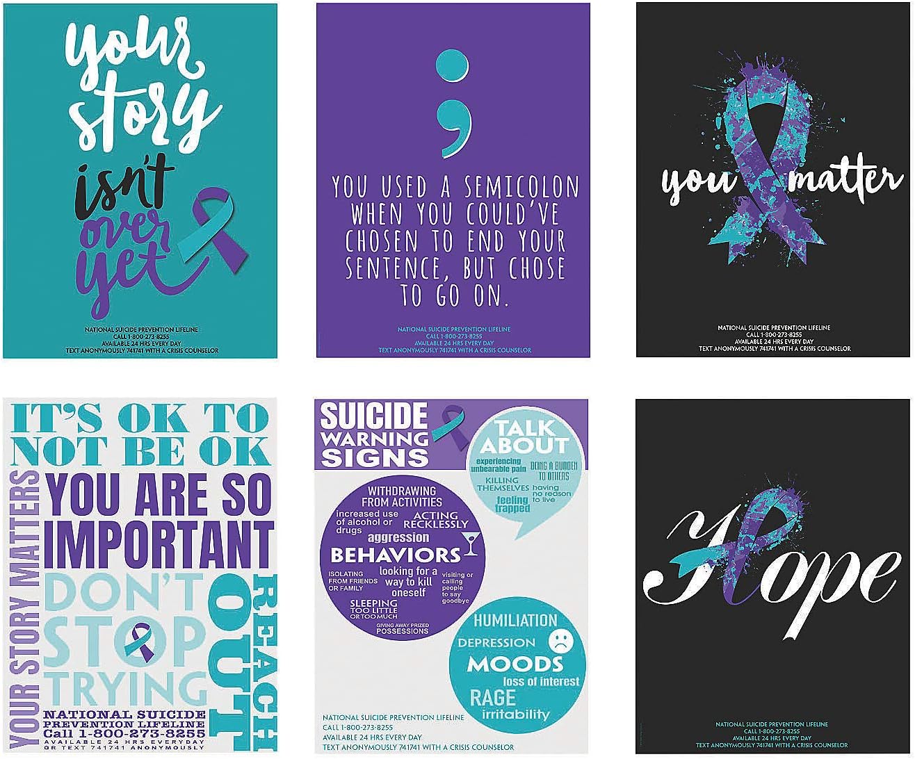Amazon.com: Fun Express Suicide Awareness Poster Set - Classroom ...