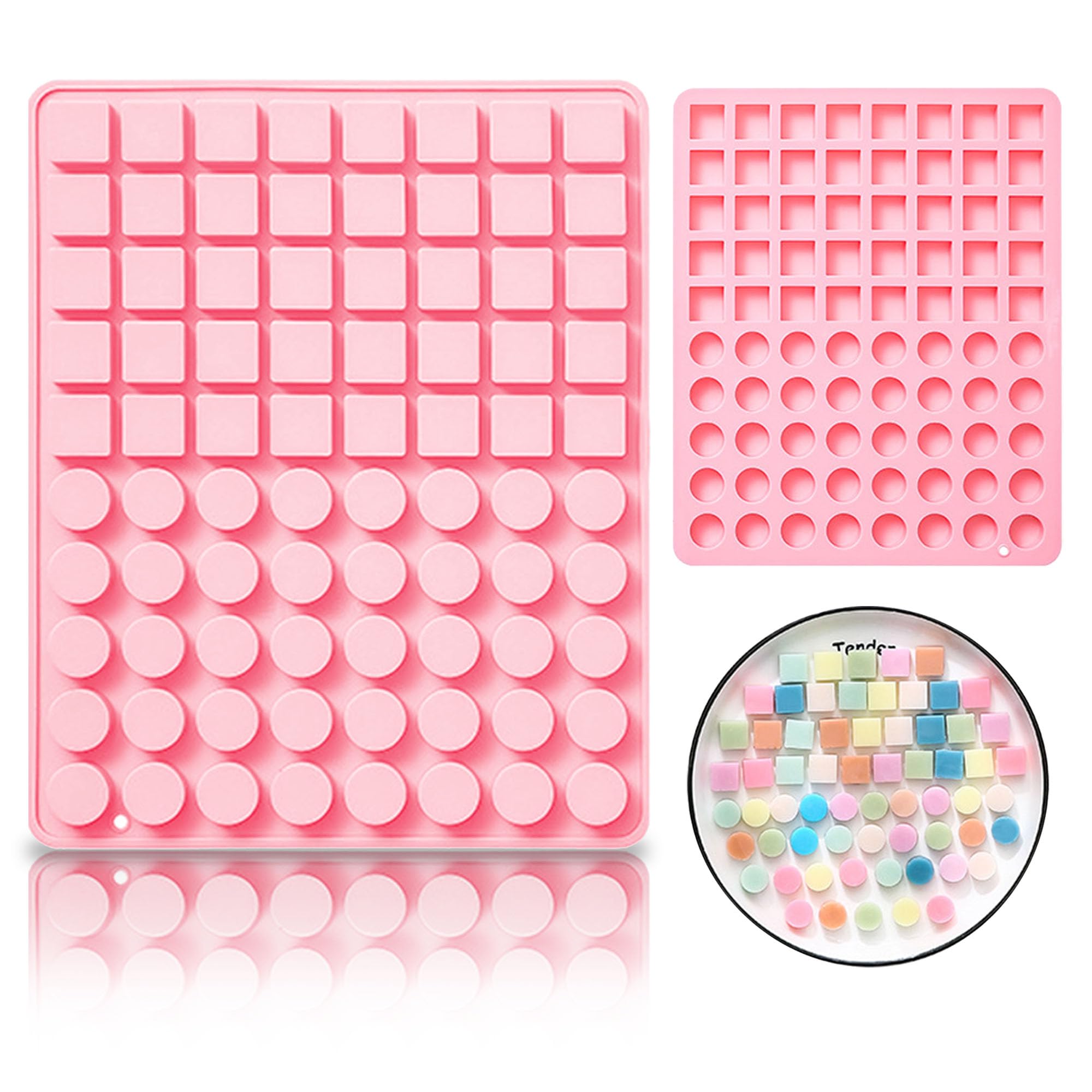 Amazon.com: 80-Cavity Square and Round Silicone Candy Molds - Flexible ...