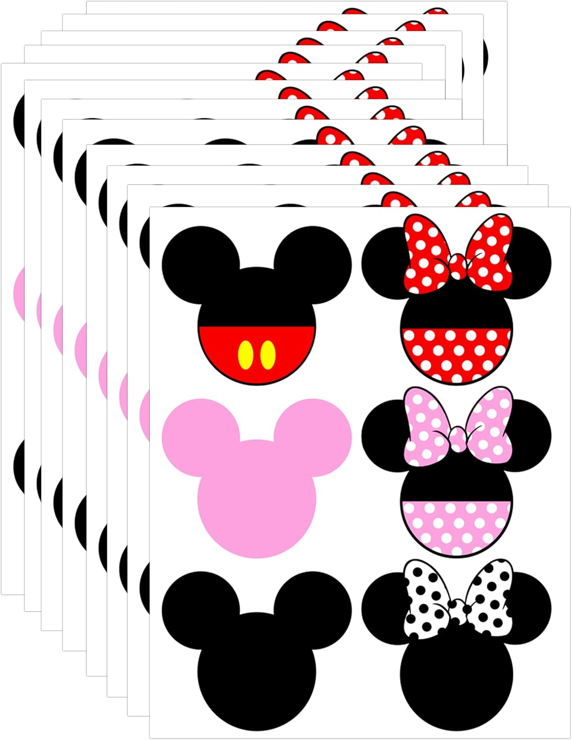 Amazon.com: 204Pcs Mouse Head Stickers, 6 Style PVC Micke Mouse Labels ...