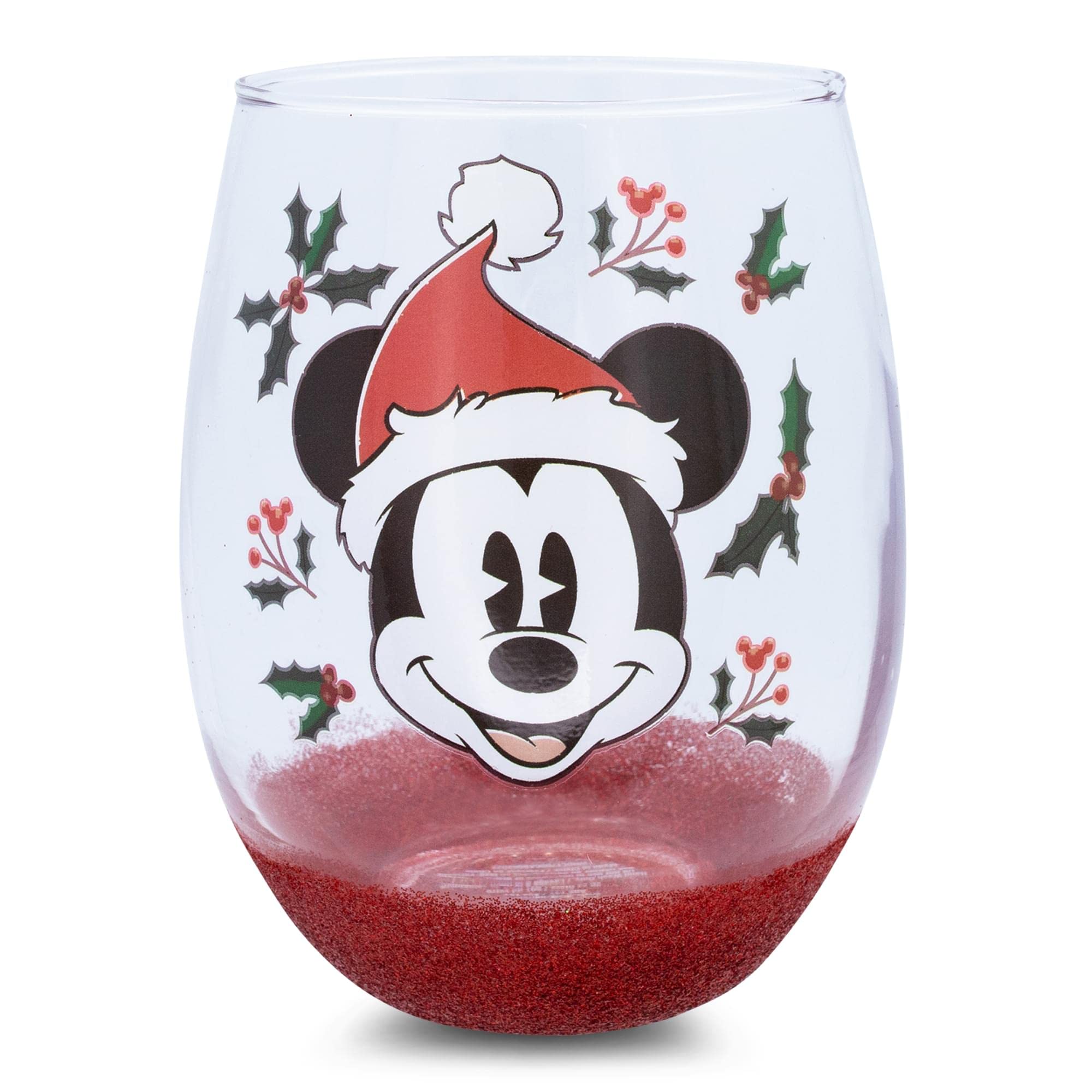 Amazon.com | Disney Mickey Mouse Santa Hat Teardrop Stemless Wine Glass ...