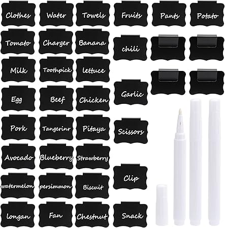 Amazon.com: 32 Pieces Basket Labels Clip On Pantry Basket Label Clip ...