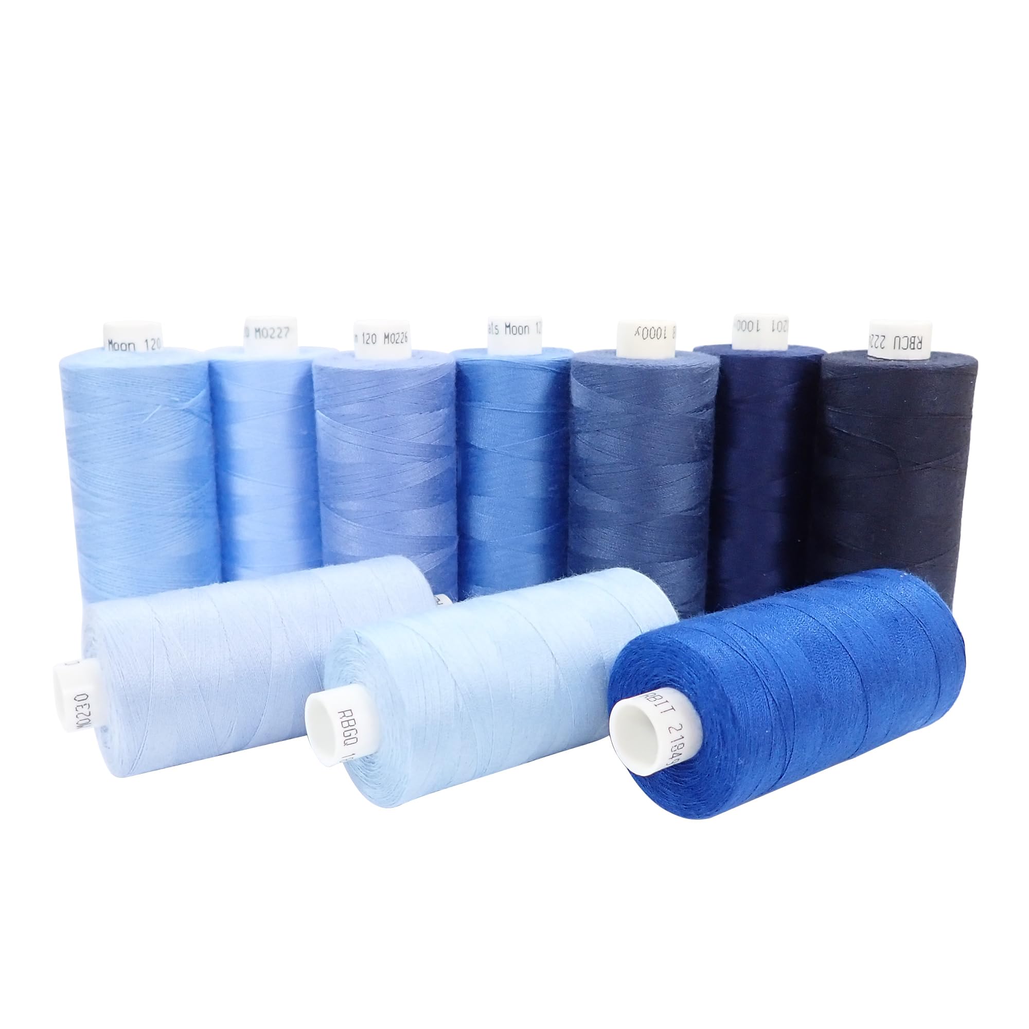 Moon Thread Assorted Blues Spun Polyester Sewing Thread - 1000M, Set of ...