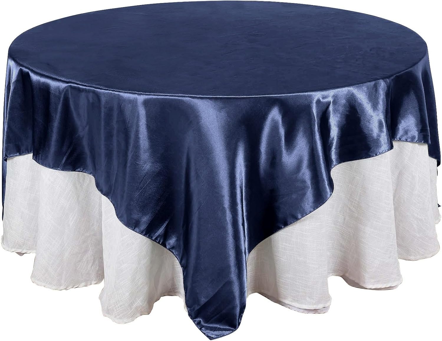 Amazon.com: Efavormart 90"x90" Navy Seamless Satin Square Table Overlay ...