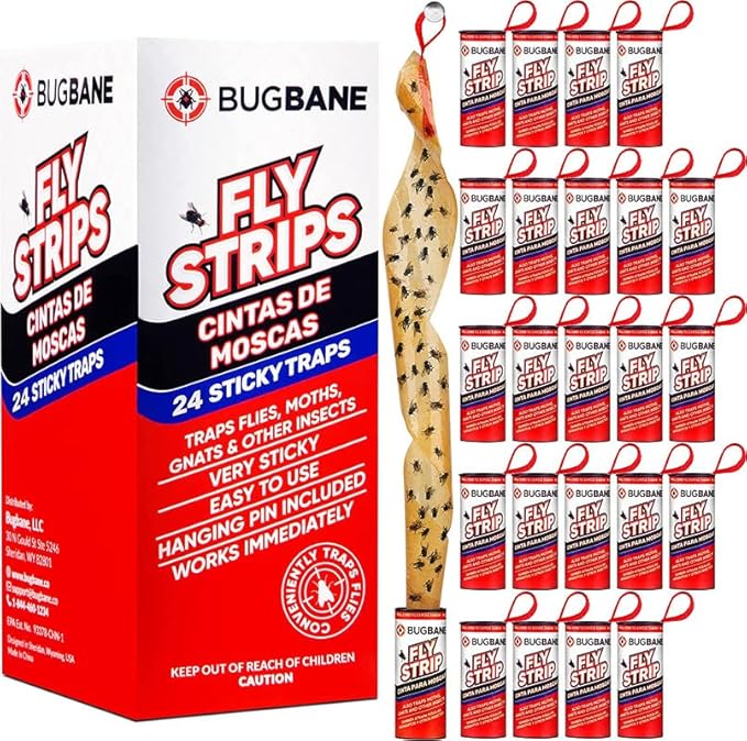 Amazon.com : Fly Strips Indoor Sticky Hanging 24 Pack. Fly Paper Strips ...