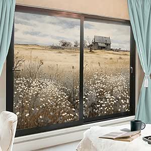 Amazon.com: Farm Landscape Window Film Coverings Wild Nature Daisies ...