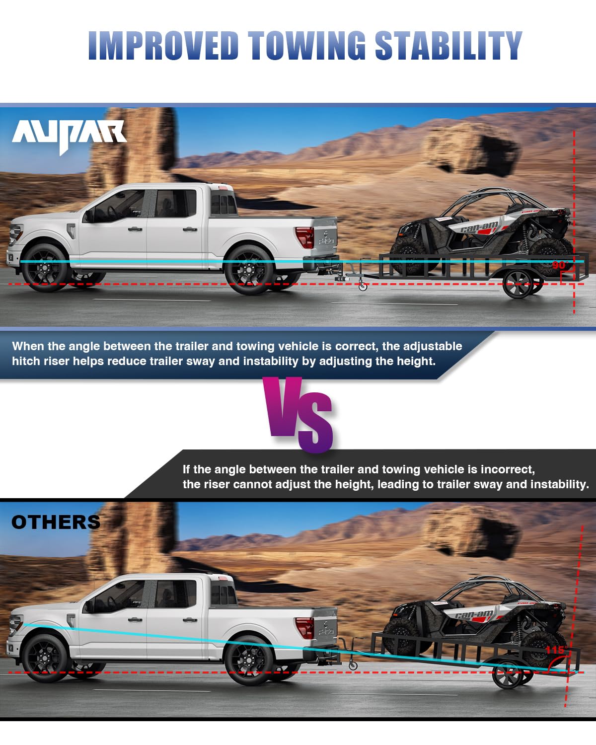 Snapklik.com : Aupar Patented Design Hitch Riser Adjustable Trailer ...