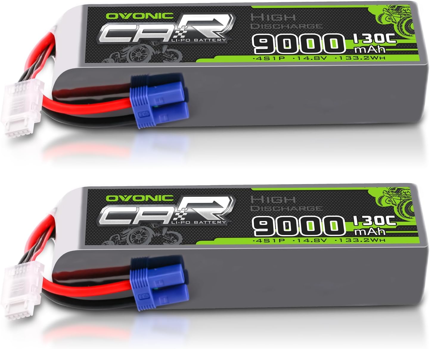 Amazon.com: OVONIC 4S LiPo Battery 9000mAh 14.8V 130C RC Battery with EC5 Connector (2 Pack ...
