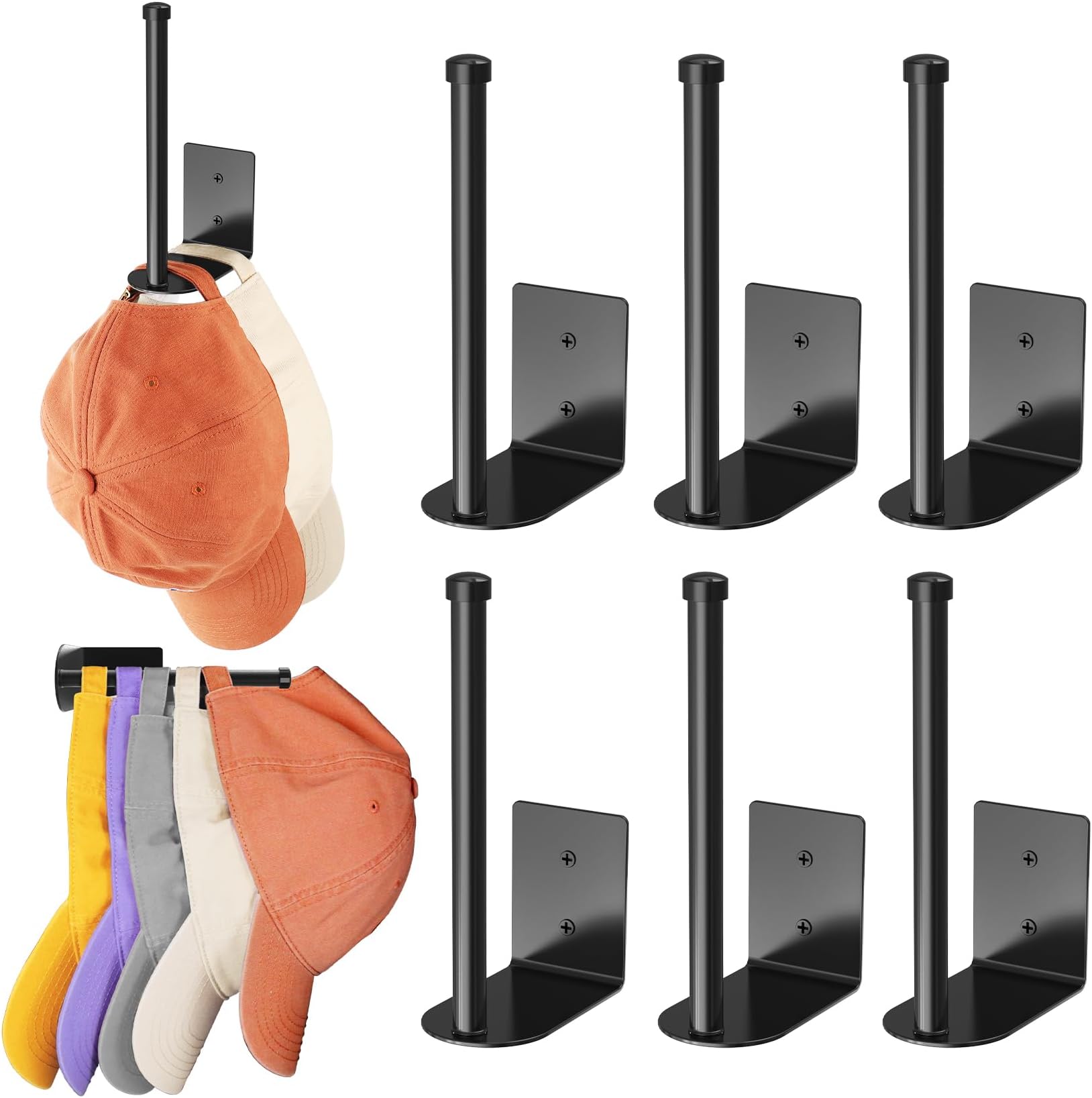 Amazon.com: Durmmur 6 Pack Hat Racks for Baseball Caps, Stainless Steel ...