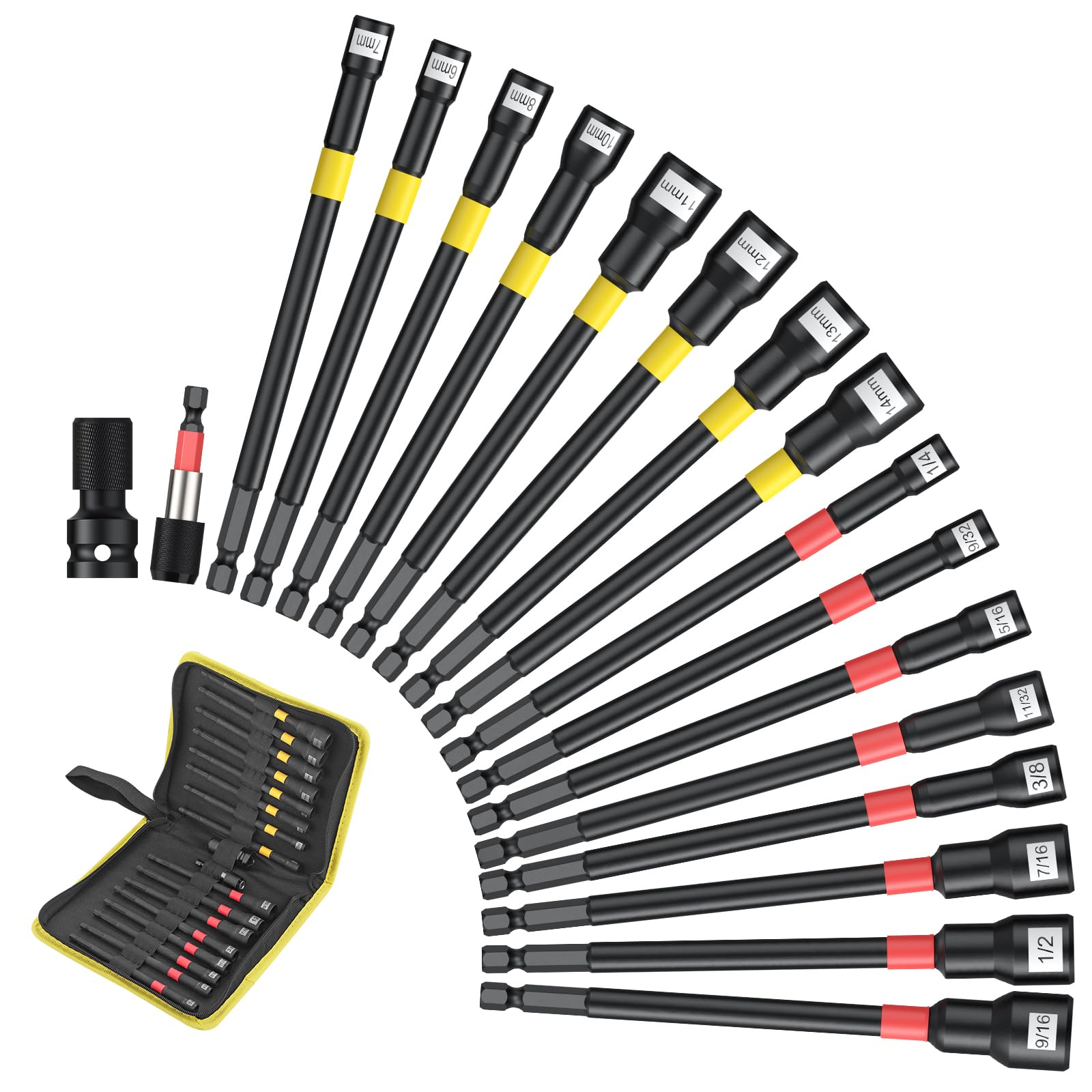 AMTOVL Magnetic Nut Driver Set, 18Pcs Long Nut Driver Set, Metric SAE ...