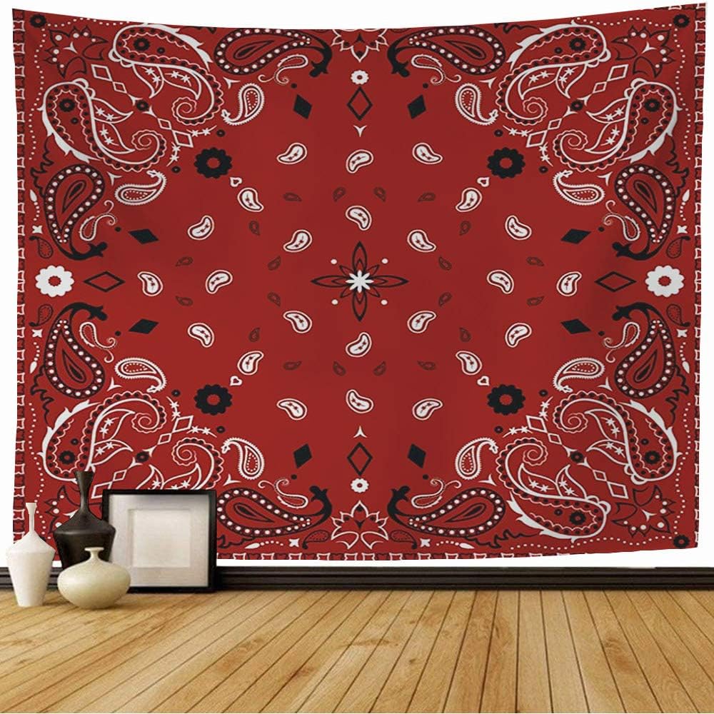 Amazon.com: Staroapr Tapestry Wall Hanging Border Wrap White Print Red ...