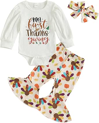 Amazon.com: KMBANGI My First Thanksgiving Outfit Baby Girl Clothes Long Sleeve Letters Print ...