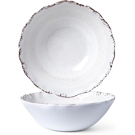 Amazon.com | LEHAHA Rustic White Melamine Large Serving Bowls, 2 pieces ...