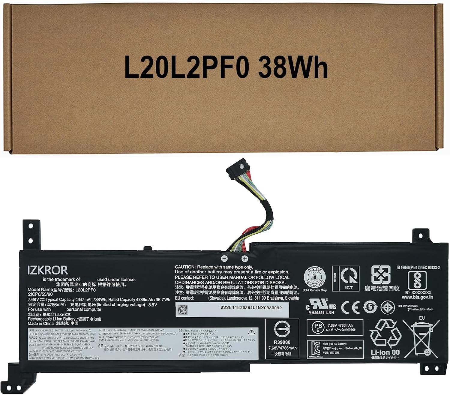 Amazon.com: IZKROR L20L2PF0 38Wh Battery Replacement for Lenovo IdeaPad ...