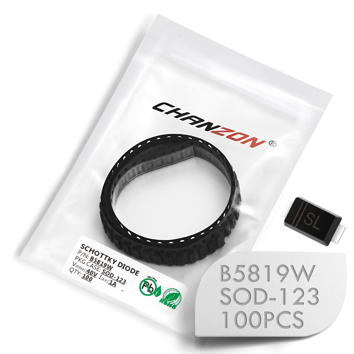 (Pack of 100 Pieces) Chanzon B5819W SMD Schottky Barrier Rectifier ...