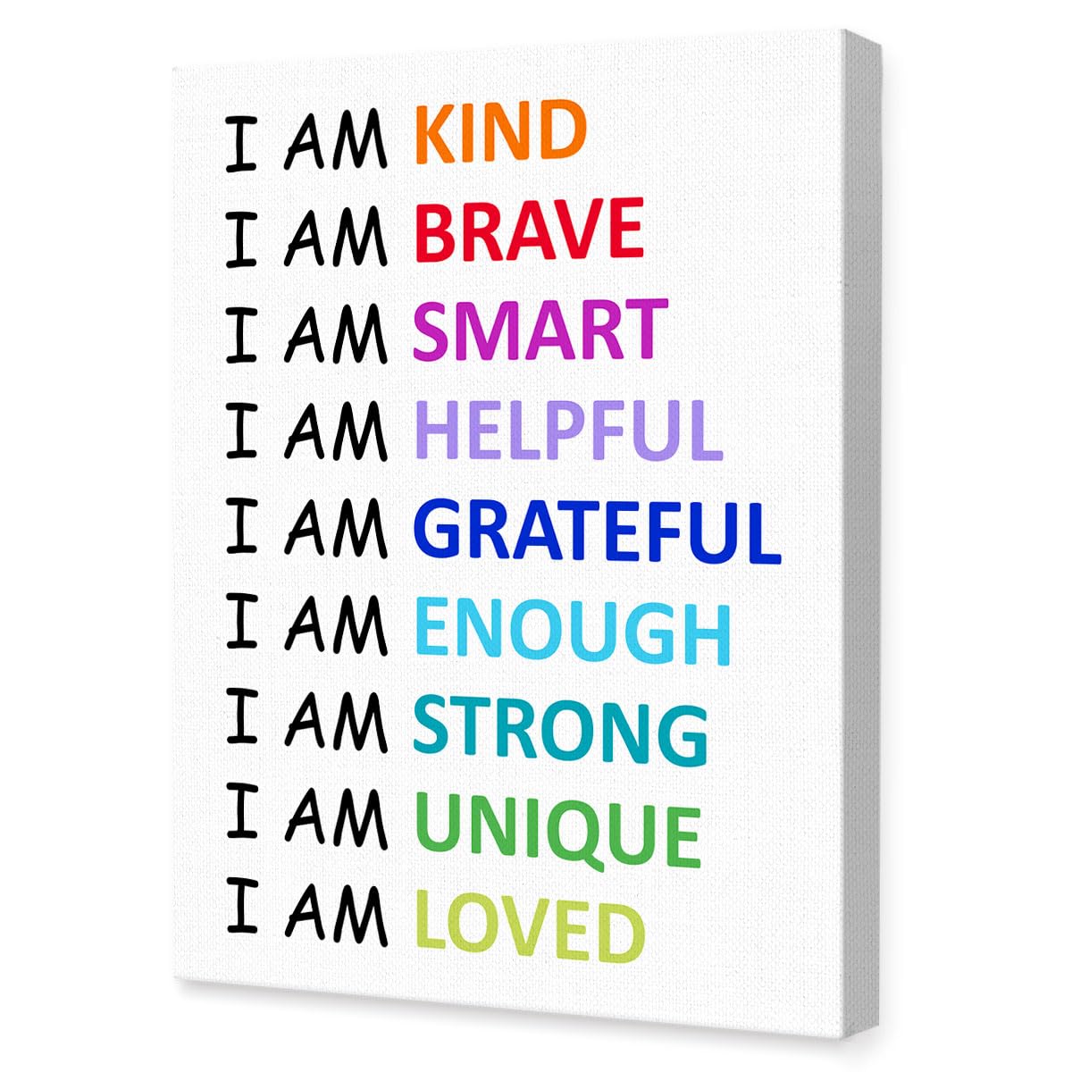 Amazon.com: LISTNGBO Affirmations for Kids Canvas Wall Art,I Am Kind ...