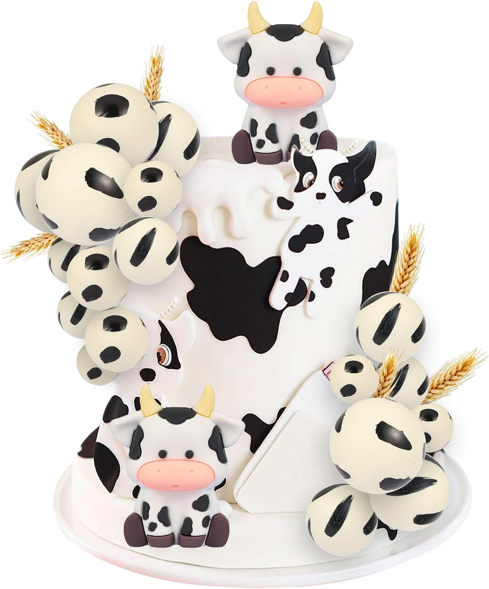Amazon.com: Gyufise 21Pcs Cake Topper Decorations, Cow Themed Farm Cake ...