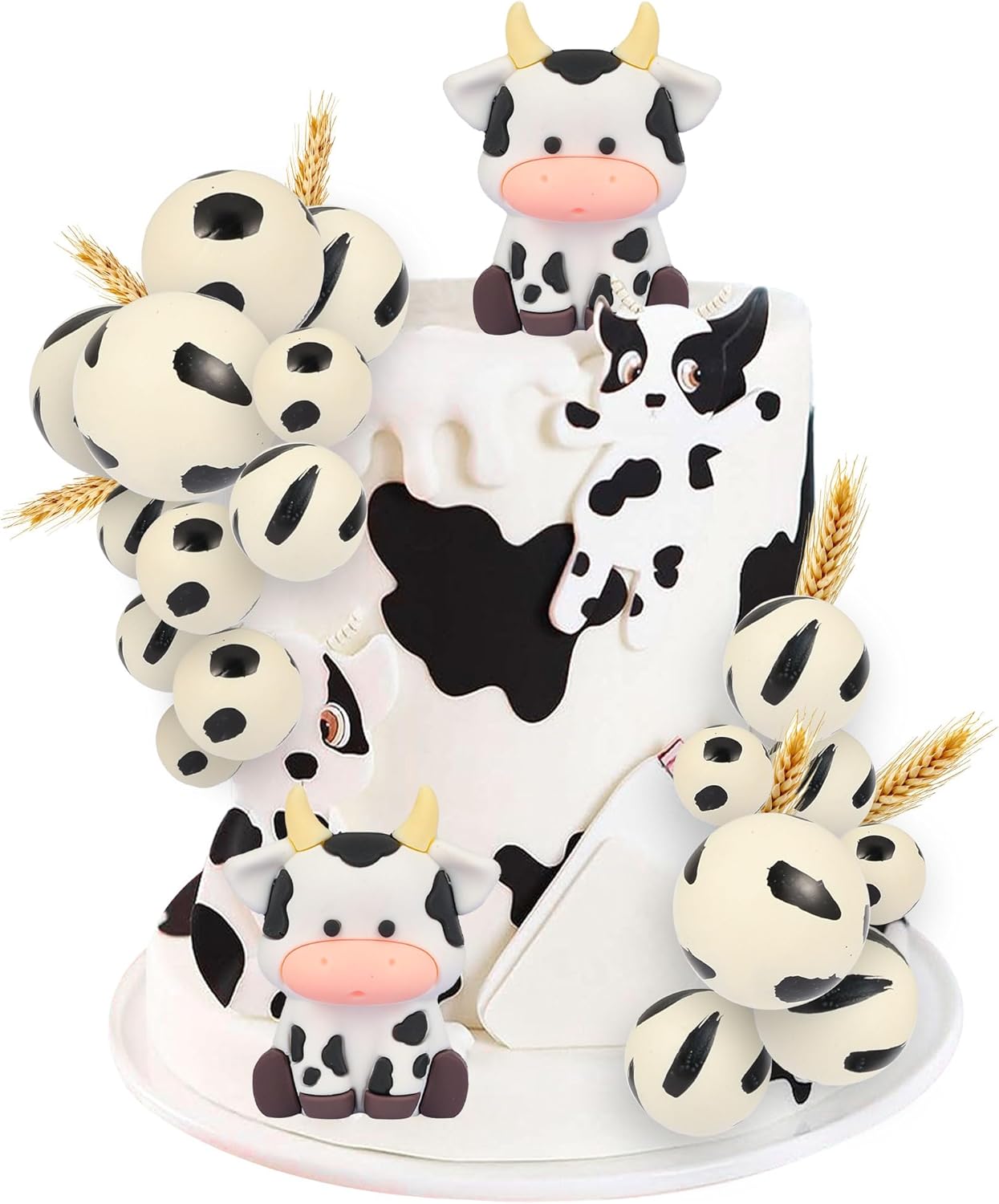 Gyufise 21Pcs Cow Cake Topper Cute Baby Cow Cake Decorations Foam Ball ...