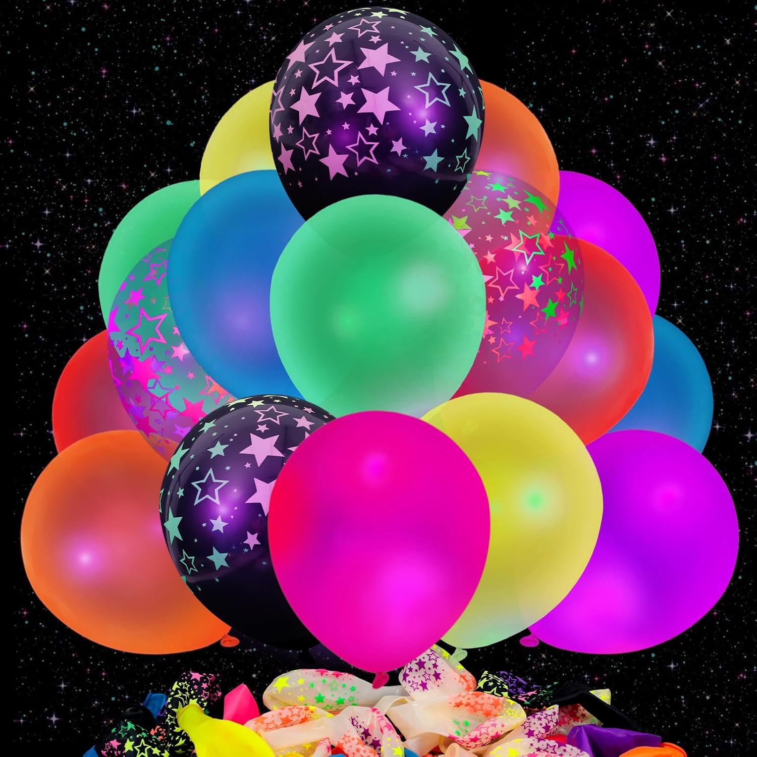 Amazon.com: LovesTown 66PCS UV Neon Balloons Assorted, Glow Party Latex ...