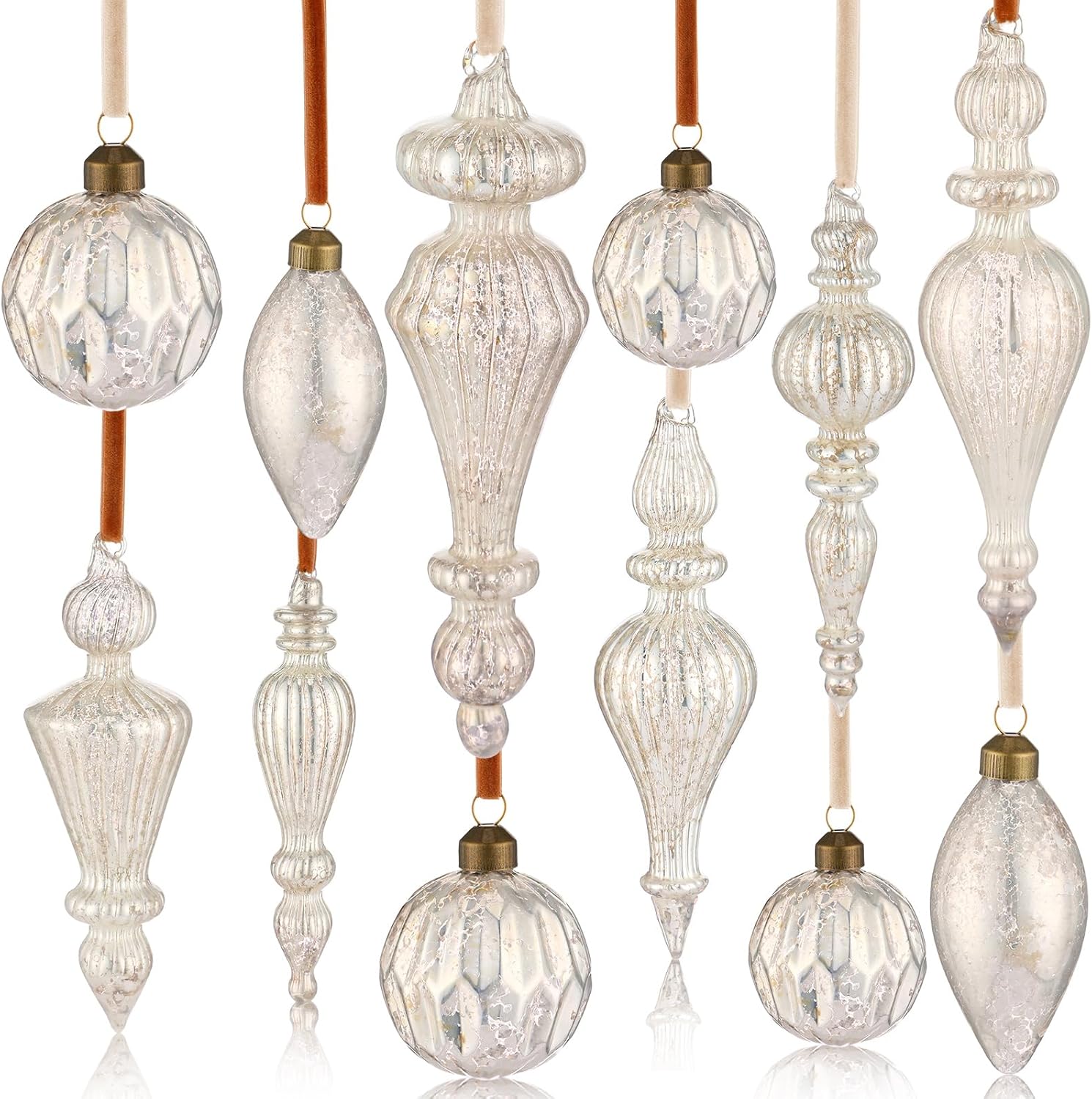Amazon.com: Chunful 12 Pcs Mercury Glass Finial Christmas Ornaments ...