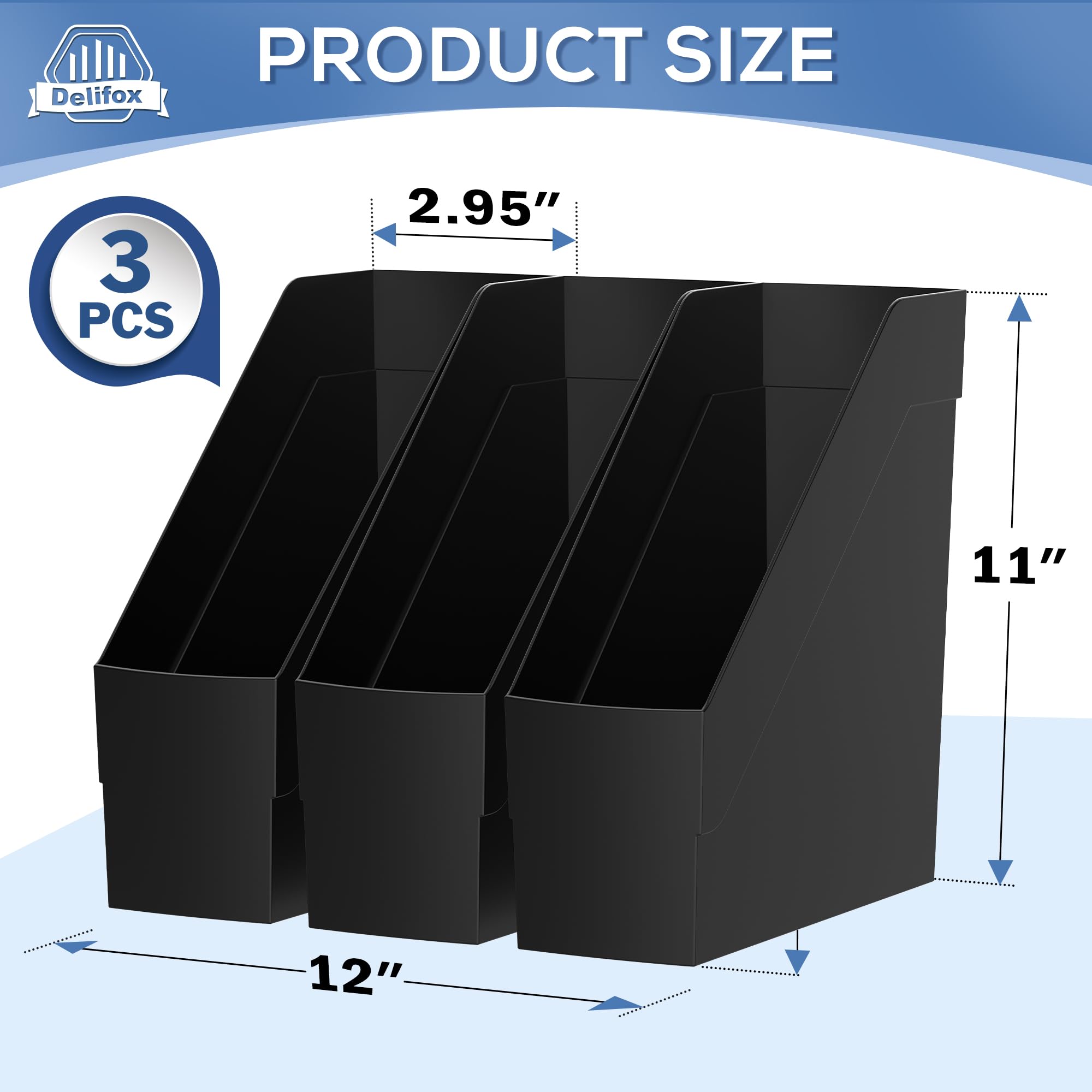 Snapklik.com : 3 Pack Magazine Rack, Plastic File Folder Bin Desk ...