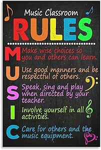 Amazon.com: Music Classroom Rules Poster Element Bulletin Board Music ...
