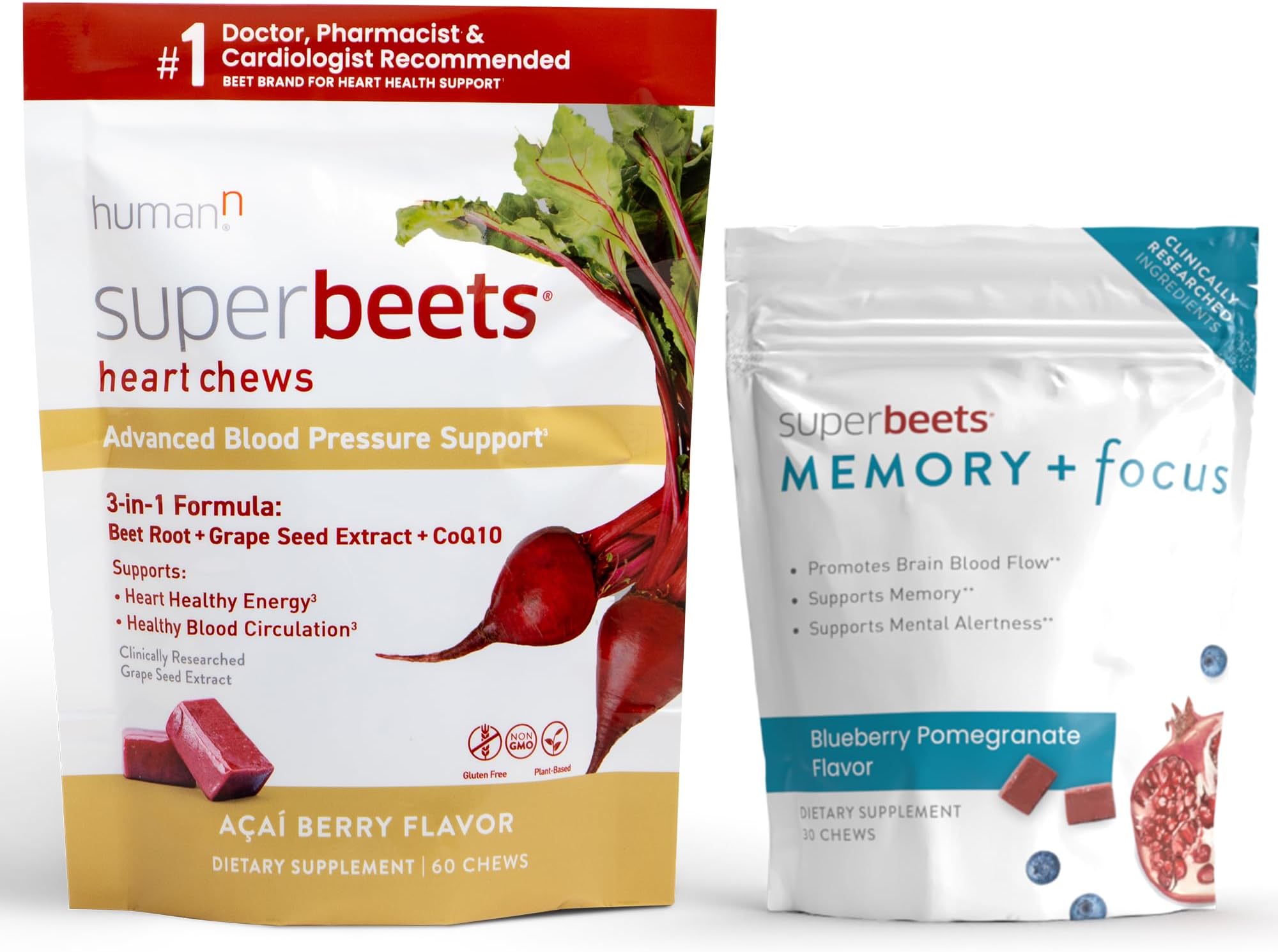 Amazon.com: humanN SuperBeets Heart Chews Advanced & Memory + Focus ...