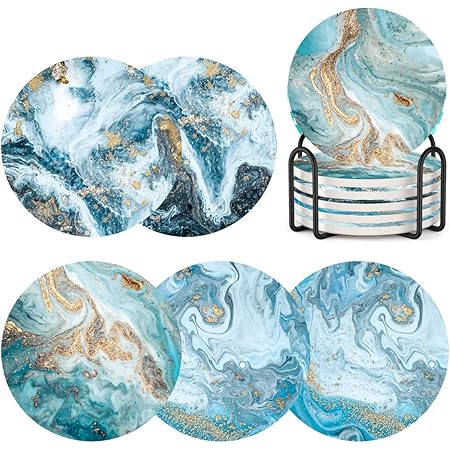 Amazon.com: Absorbent Coasters Set of 4 - Ocean Theme Sea Turtle ...