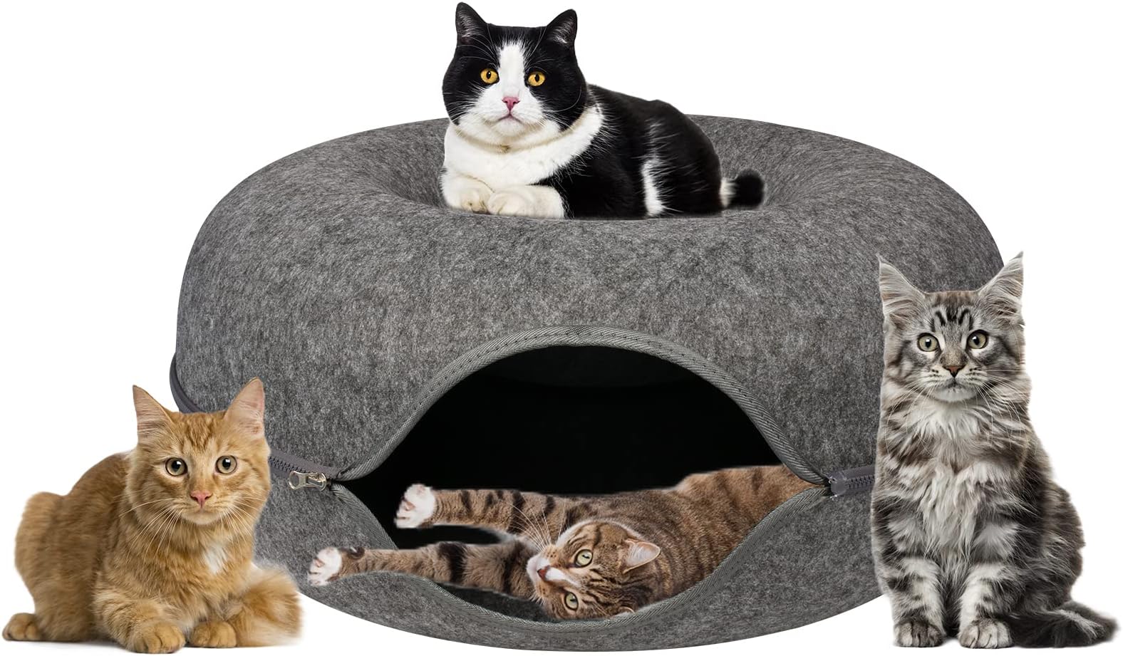 Amazon.com : Cat Cave for Indoor Cats, Large Cat Donut Cat Tunnel Bed ...