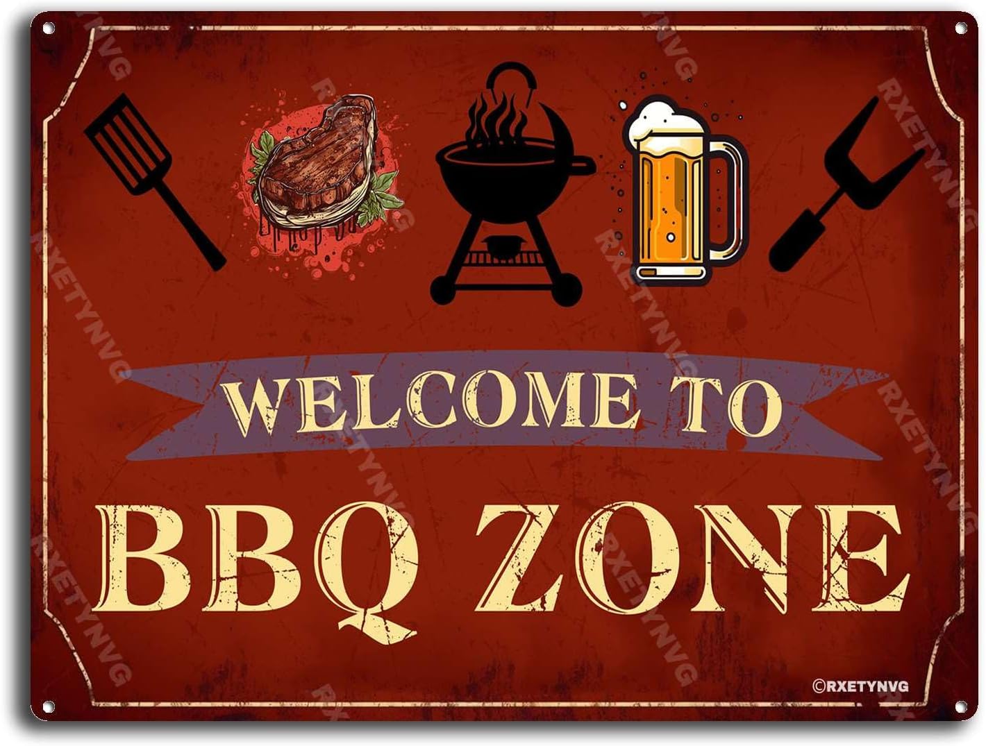 Amazon.com: Welcome To BBQ Zone Aluminum Sign Barbecue Zone Metal ...