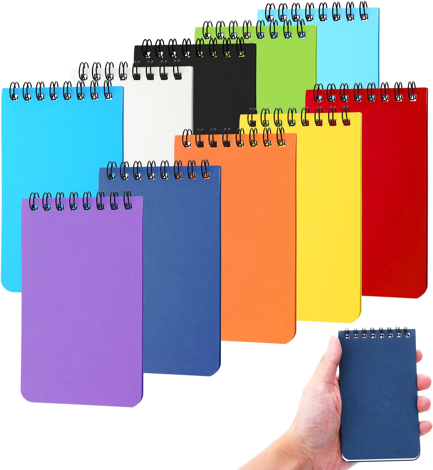 10 Pack Pocket Notebook Small Spiral Notebook 3 x 5 Inch Mini Notepad ...