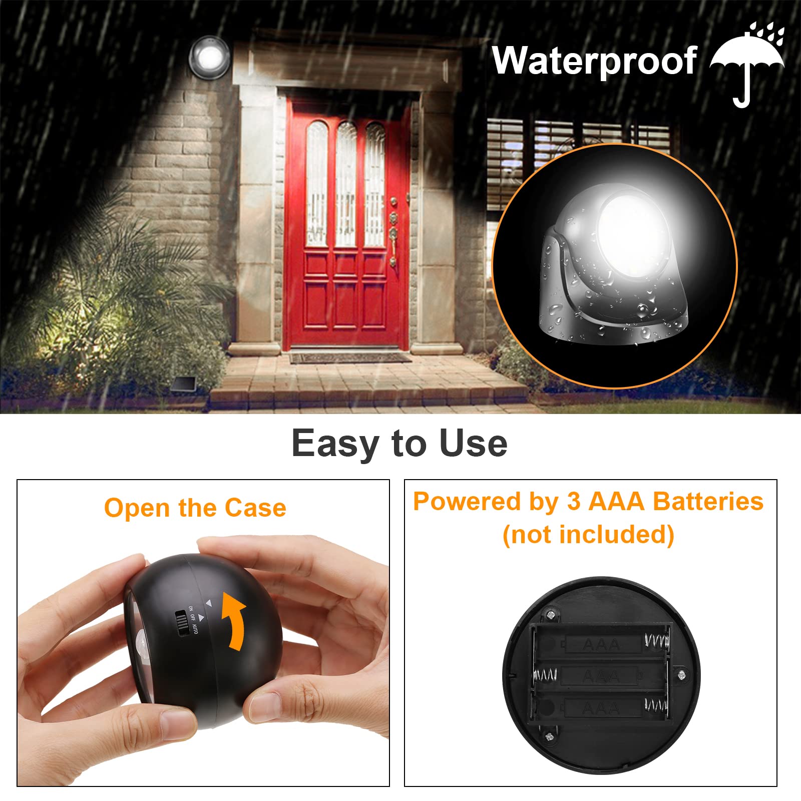 ProGreen 6000K Battery Operated Motion Sensor Light Waterproof Wireless ...
