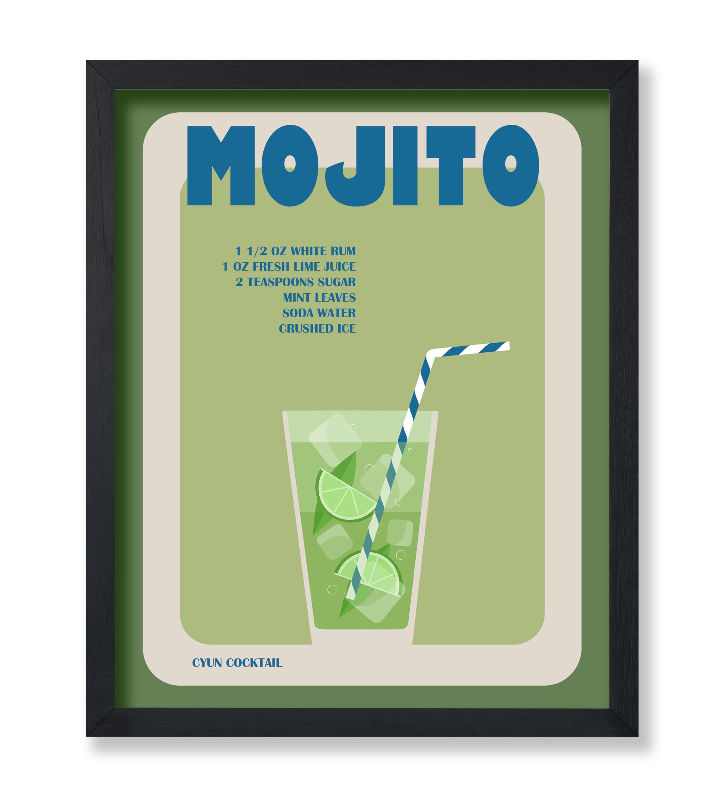 Amazon.com: Poster Master Mojito Poster - Retro Cocktail Recipe Print ...