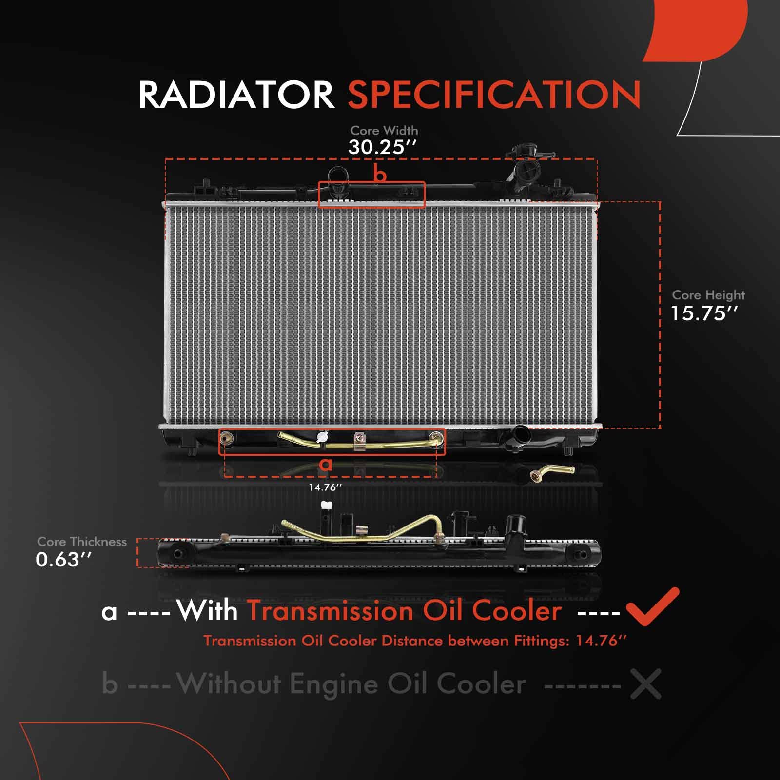 A-Premium Engine Coolant Radiator Assembly with Transmission Oil Cooler ...