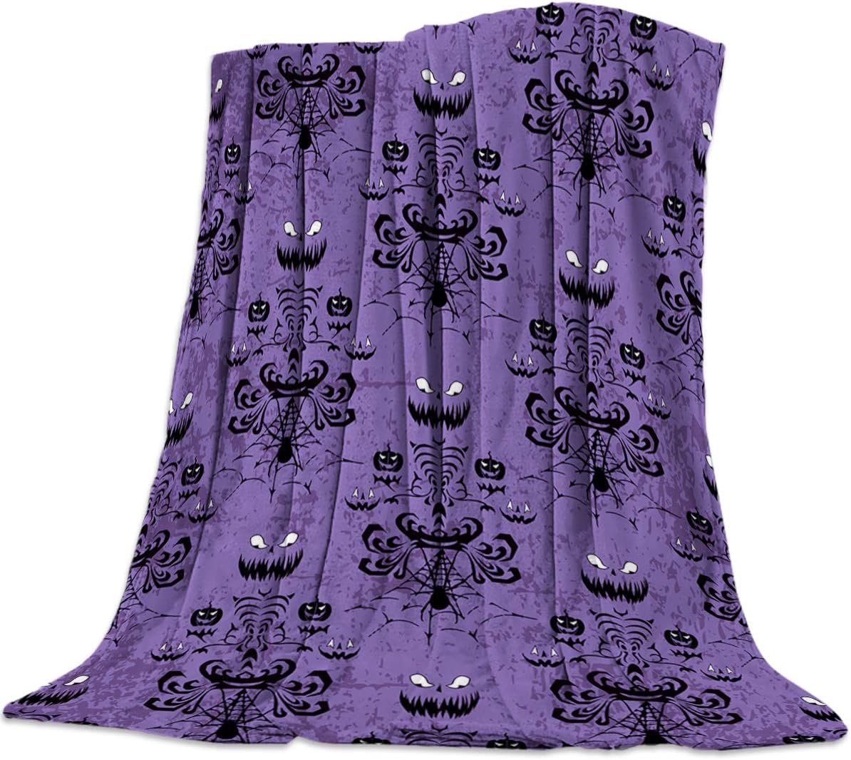 Amazon.com: Funy Decor Halloween Haunted Mansion Blankets Purple Super ...
