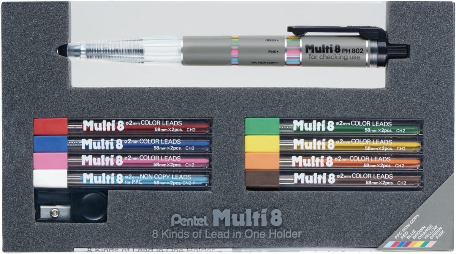 Pentel Pencil Lead Holder and Lead Set, Multi 8 Set (PH802ST) : Amazon ...