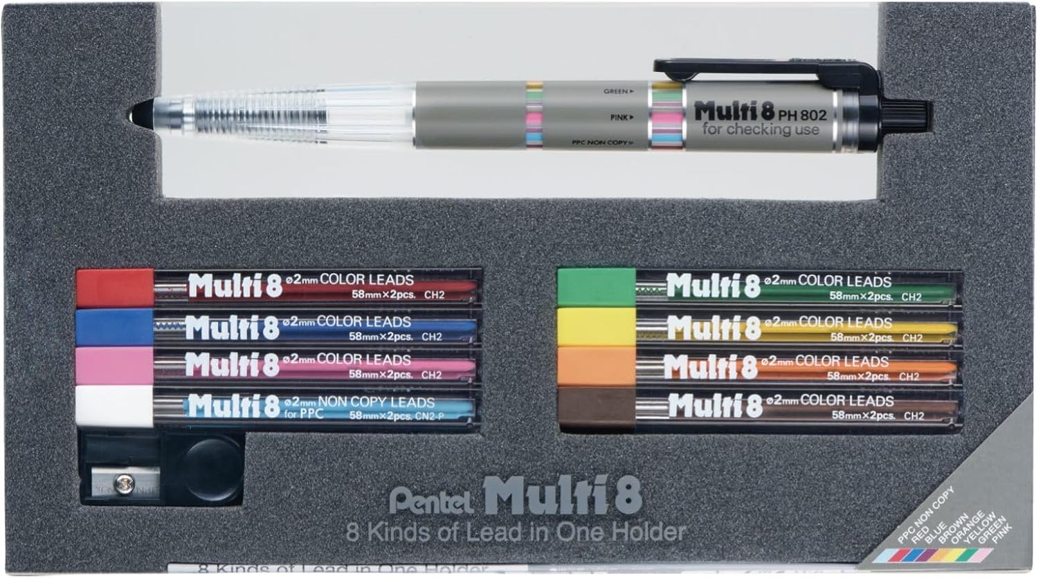 Pentel Pencil Lead Holder and Lead Set, Multi 8 Set (PH802ST) : Amazon ...
