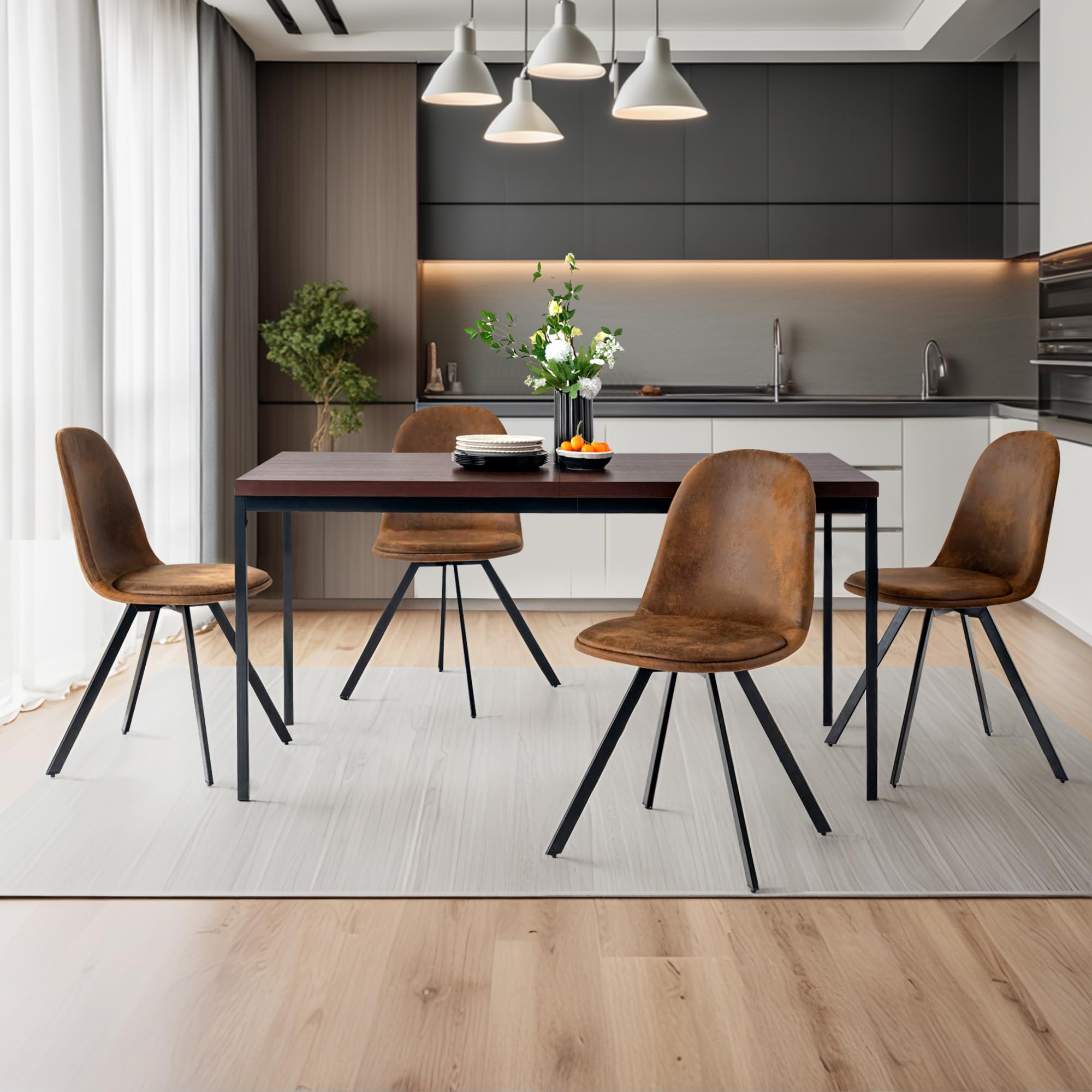 Amazon.com - Homy Casa 5 Piece Mid-Century Modern 59" Rectangular Table ...